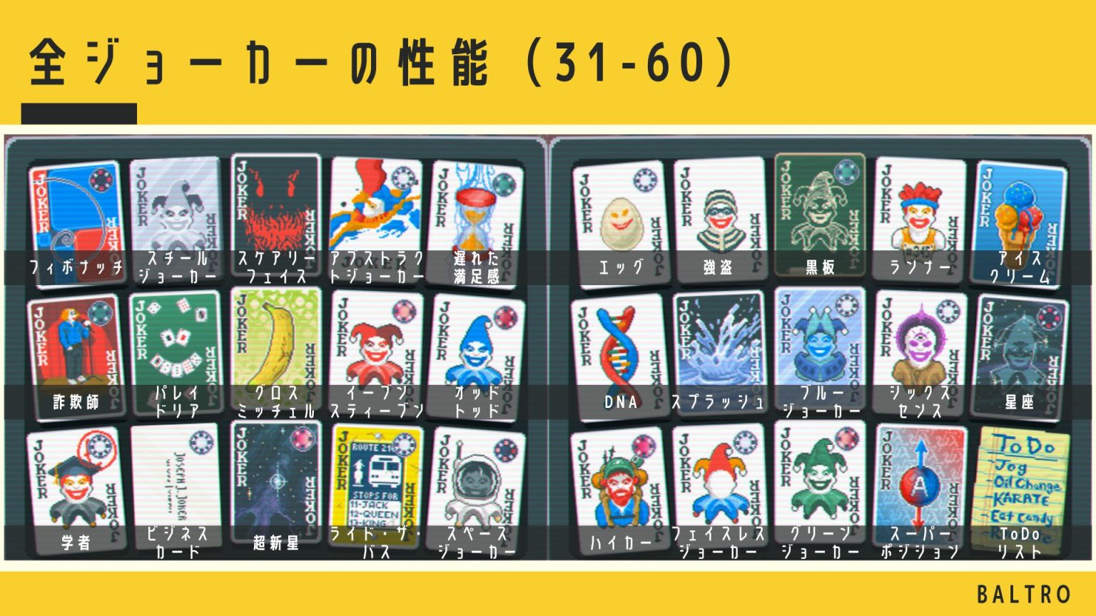 BALTRO 全150種！ジョーカーカードの種類とオススメ - みちくさばなし