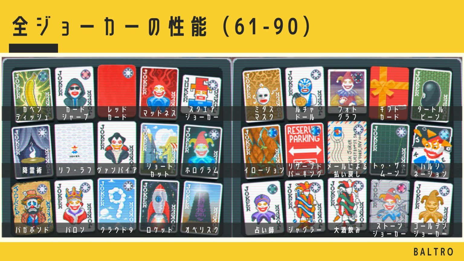 BALTRO 全150種！ジョーカーカードの種類とオススメ - みちくさばなし
