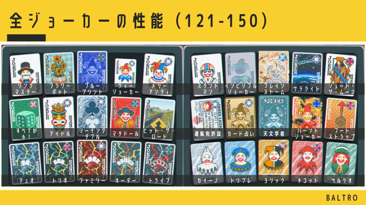 BALTRO 全150種！ジョーカーカードの種類とオススメ - みちくさばなし